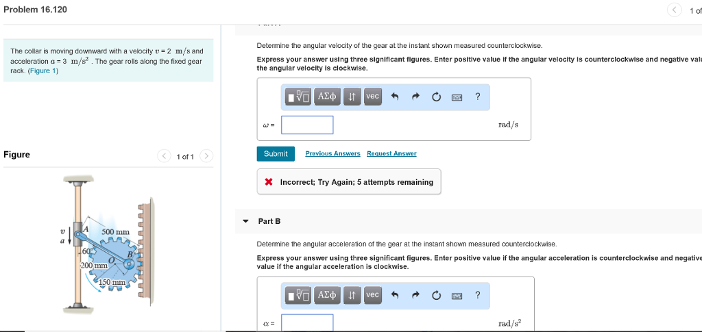 Solved Problem 16.120 Determine the angular velocity of the | Chegg.com