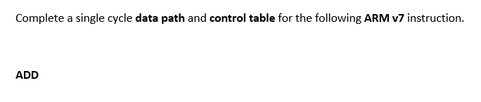 Solved Complete a single cycle data path and control table | Chegg.com