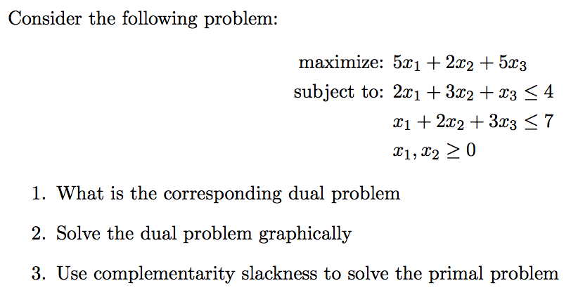 Solved Consider the following problem: maximize: 5x1 + 2x2 + | Chegg.com