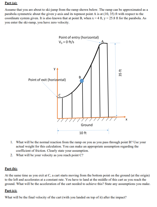 Solved Part (a: Assume that you are about to ski-jump from | Chegg.com