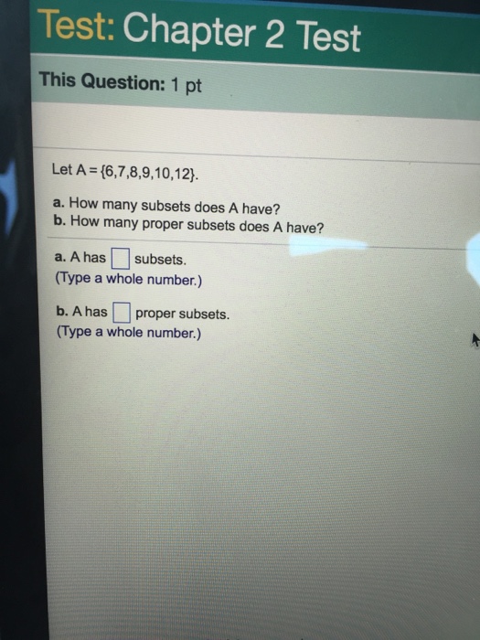 Solved Let A = {6, 7, 8, 9, 10, 12}. How many subsets does | Chegg.com