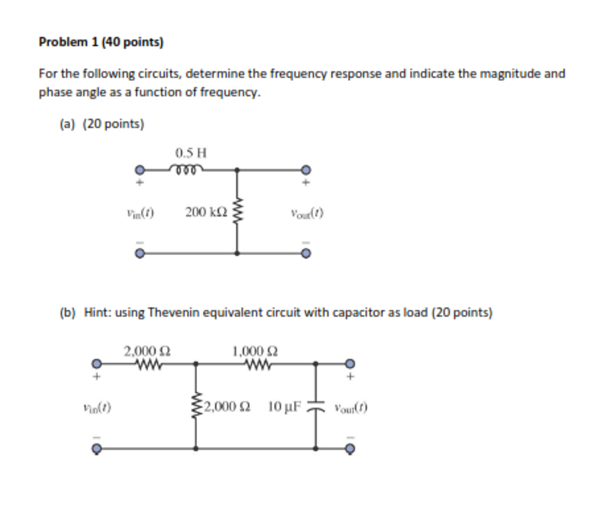Solved For the following circuits, determine the frequency | Chegg.com