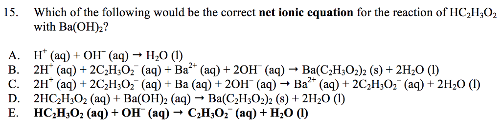 Solved 15. Which of the following would be the correct net | Chegg.com