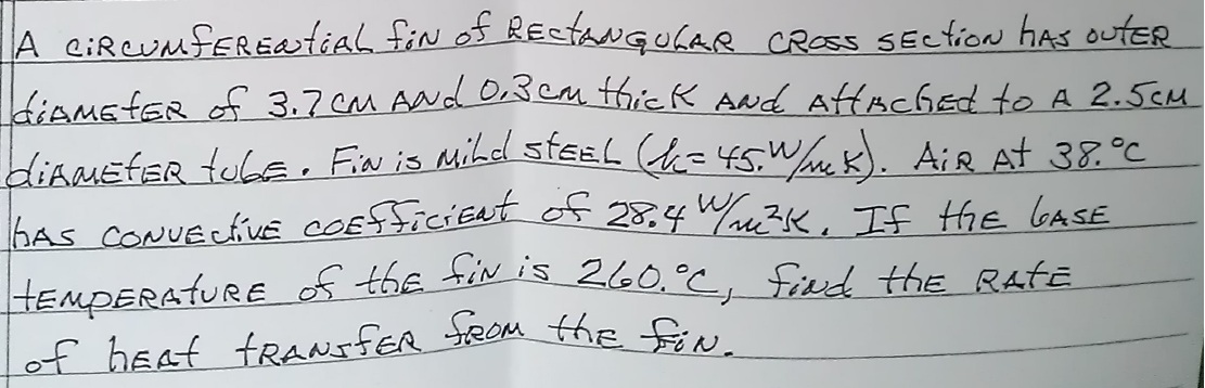 A circumferential fin of rectangular cross section | Chegg.com