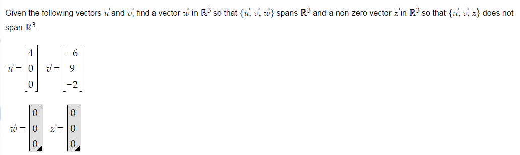 Solved Given the following vectors ?u and ?v, find a vector | Chegg.com