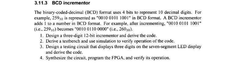 Solved 3.11.3 BCD incrementor The binary-coded-decimal (BCD) | Chegg.com
