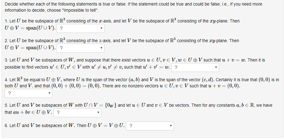 Solved Decide whether each of the following statements is | Chegg.com