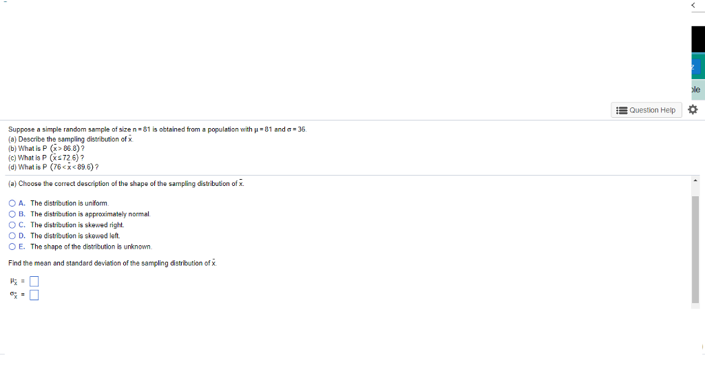 Solved ole Question Help Suppose a simple random sample of | Chegg.com