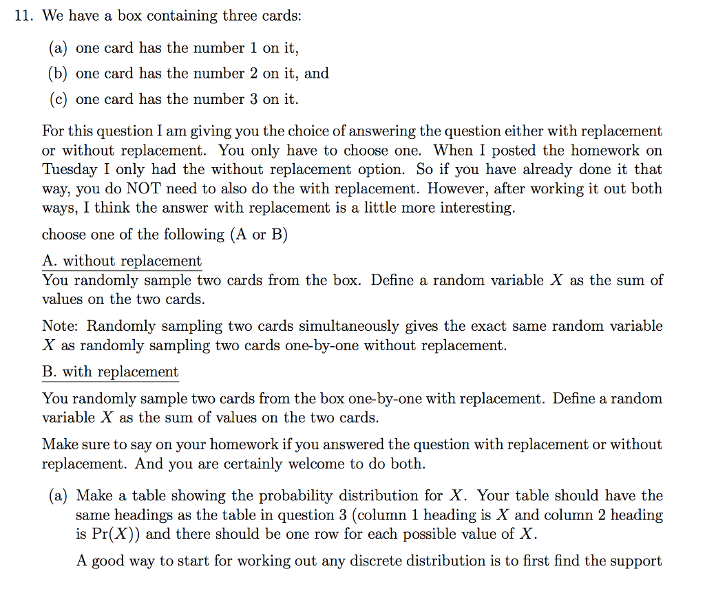 Solved 11. We have a box containing three cards: a) one card | Chegg.com
