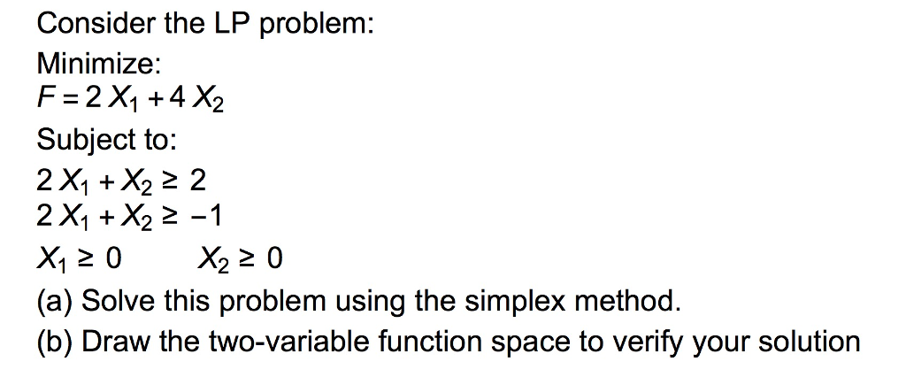 Solved Consider the LP problem: Minimize Subject to: (a) | Chegg.com Solved Consider the LP problem: Minimize Subject to: (a) | Chegg.com