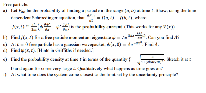 Solved Free particle: a) Let Pab be the probability of | Chegg.com