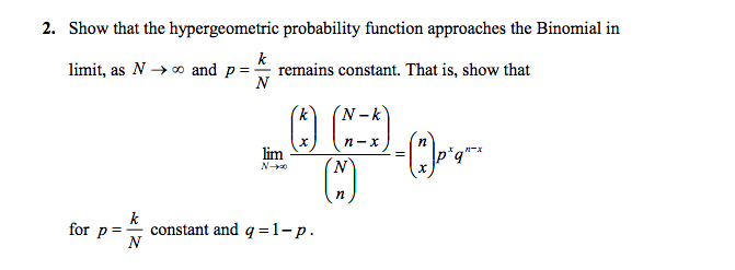 Solved Show that the hypergeometric probability function | Chegg.com
