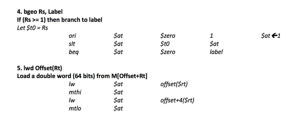 Solved Consider The Following Mips Pseudo Instructions 5973