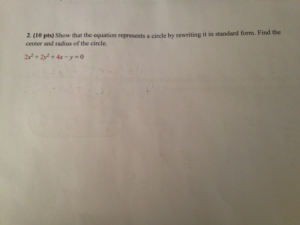 Solved w that the equation represents a circle by rewriting | Chegg.com