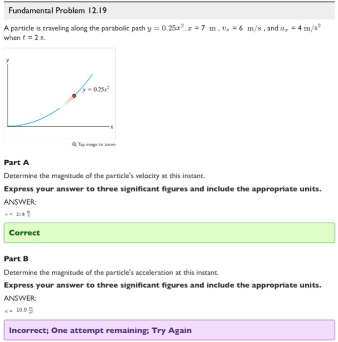 Solved A particle is travelling along the parabolic path y = | Chegg.com