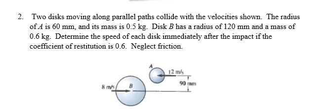 Solved Two disks moving along parallel paths collide with | Chegg.com