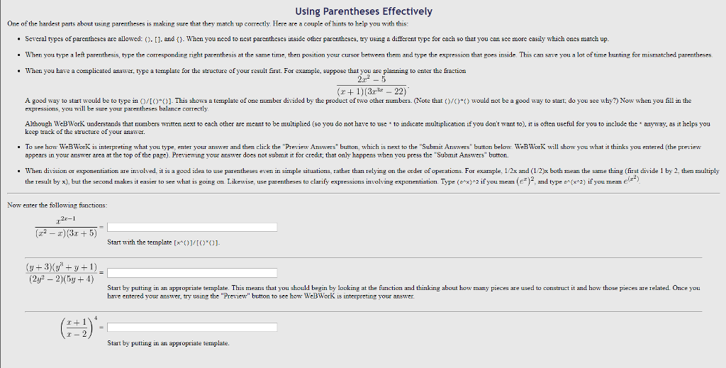 Solved Using Parentheses Effectively One of the hardest | Chegg.com
