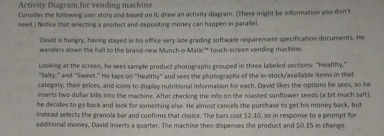 Solved Activity Diagram for vending machine Consider the | Chegg.com