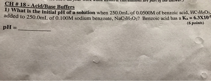 Solved What is the initial pH of a solution when 250.0mL of | Chegg.com