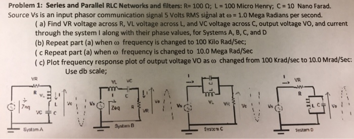 Solved Series and Parallel RLC Networks and filters: R= 100 | Chegg.com