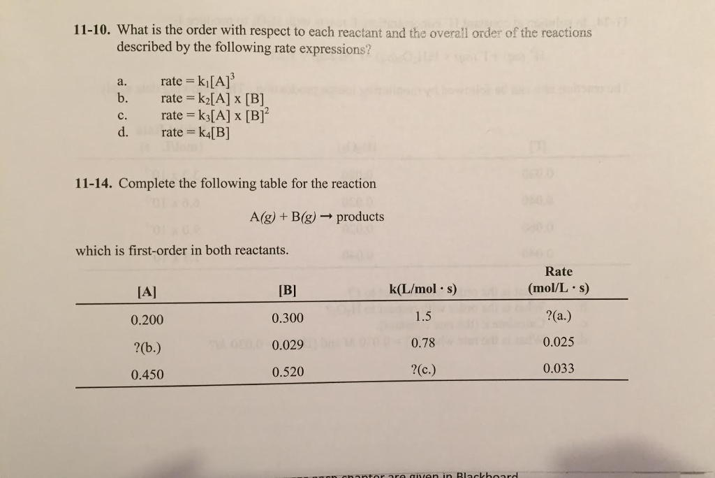 Solved What is the order with respect to each reactant and | Chegg.com