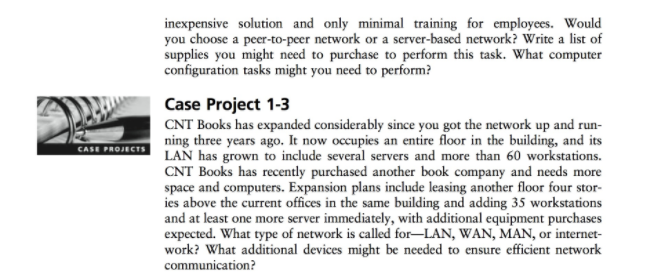 Solved supply a written solution Case Project 1-1 Networking | Chegg.com