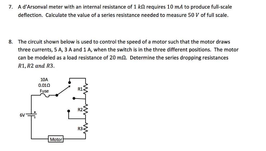 Solved A d'Arsonval meter with an internal resistance of 1 k | Chegg.com