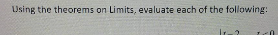 Solved Using the theorems on Limits, evaluate each of the | Chegg.com