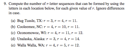 Solved Compute the number of r-letter sequences that can be | Chegg.com