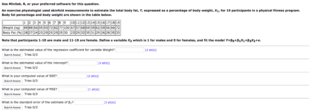 Solved Use Minitab, R, or your preferred software for this | Chegg.com