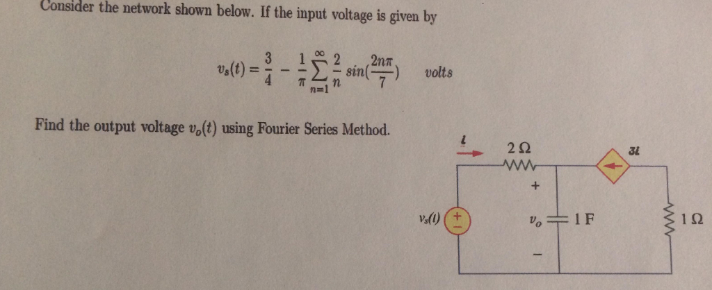 Solved Consider the network shown below. If the input | Chegg.com