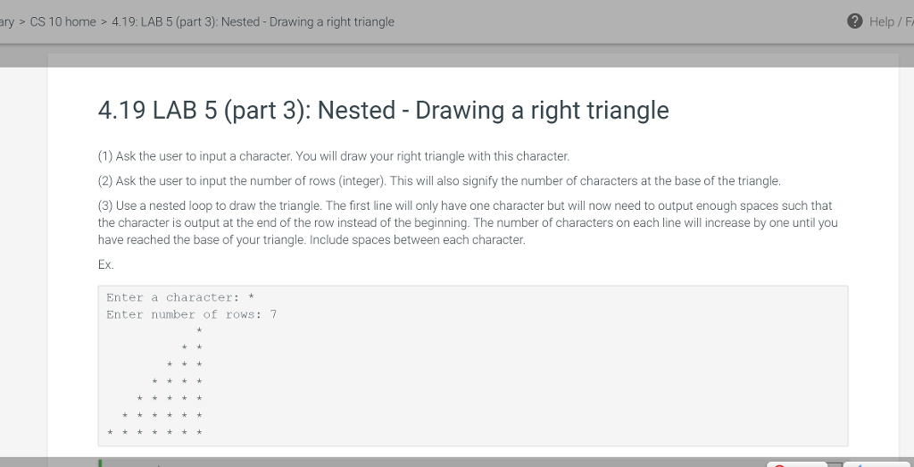 Solved (1) Ask the user to input a character. You will draw | Chegg.com