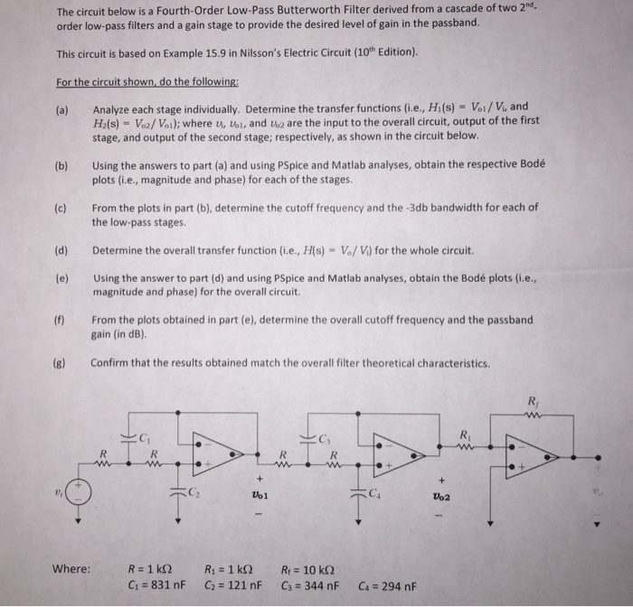 Solved The circuit below is a Fourth-Order Low-Pass | Chegg.com