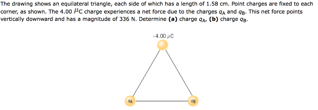 Solved The drawing shows an equilateral triangle, each side | Chegg.com