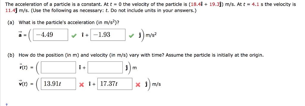Solved The acceleration of a particle is a constant. At t = | Chegg.com