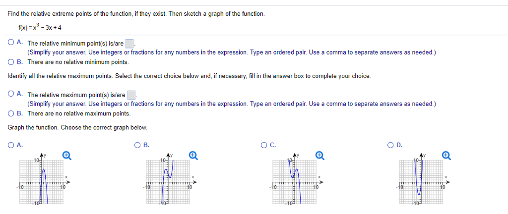 Solved Find the relative extreme points of the function, if | Chegg.com