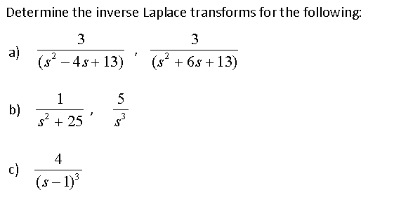 Solved Determine the inverse Laplace transforms for the | Chegg.com