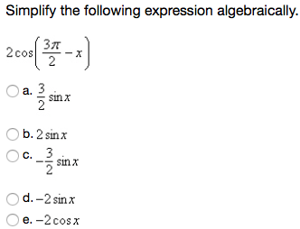 Solved Simplify the following expression algebraically. | Chegg.com