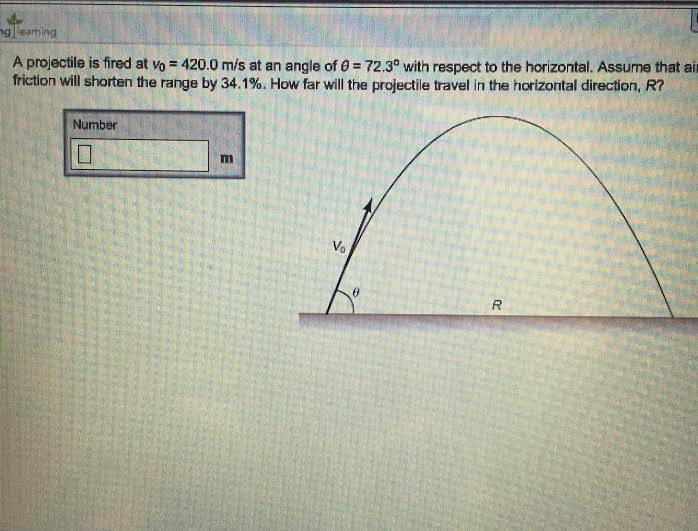 Solved A projectile is fired at vo 420.0 mis at an angle of | Chegg.com