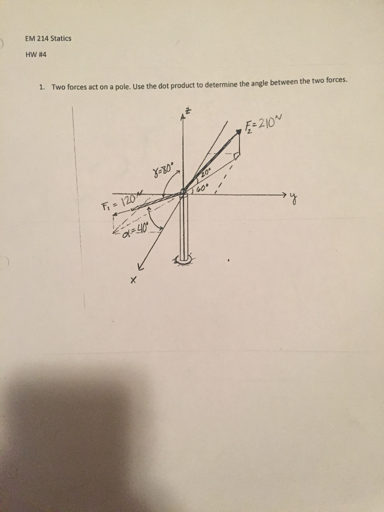Solved EM 214 Statics HW #4 1. T wo forces act on a pole. | Chegg.com