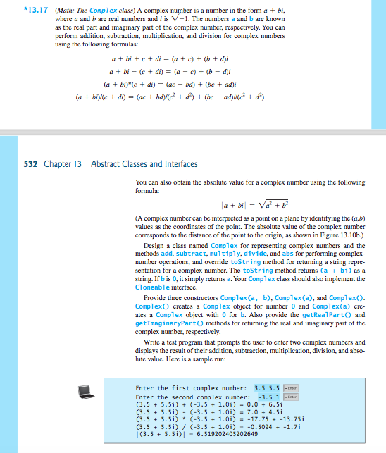 Solved 13.17 (Math: The Complex class) A complex number is a | Chegg.com