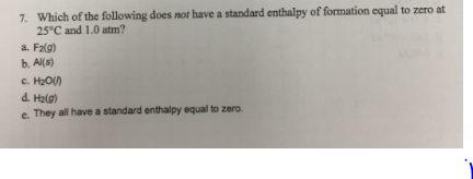 Solved Which of the following does not have a standard | Chegg.com