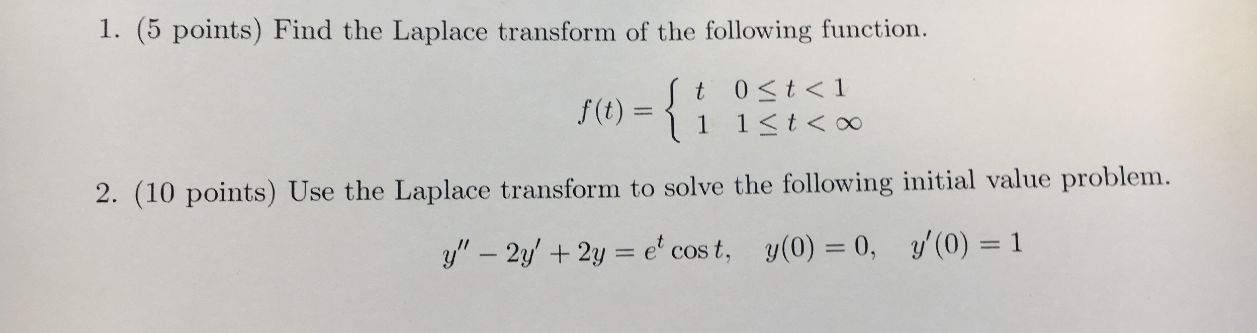 Solved Find the Laplace transform of the following | Chegg.com