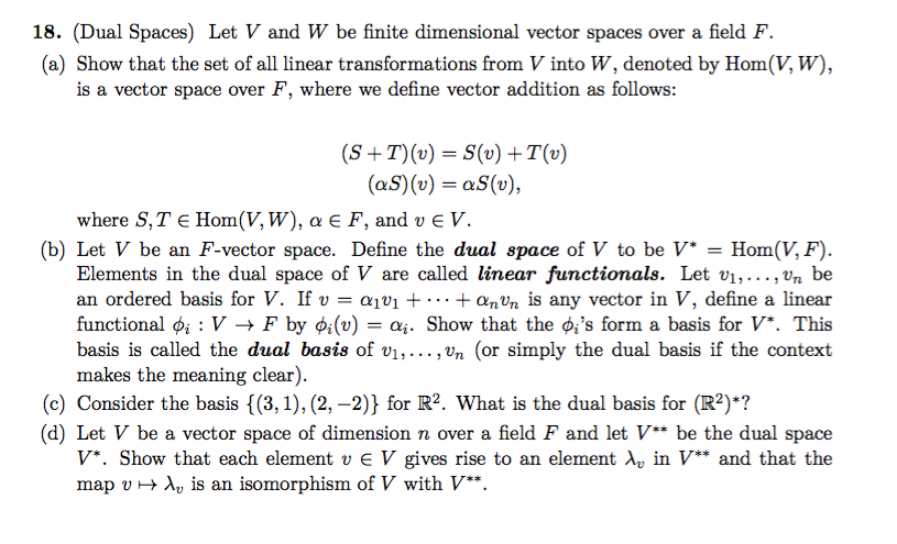 Solved Let V And W Be Finite Dimensional Vector Spaces Over