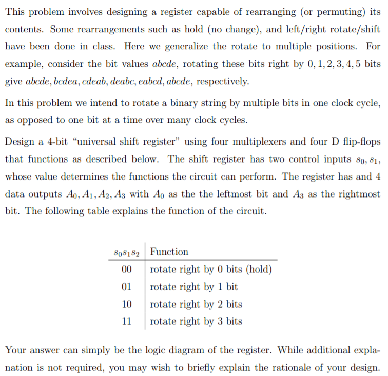 Solved This problem involves designing a register capable of | Chegg.com