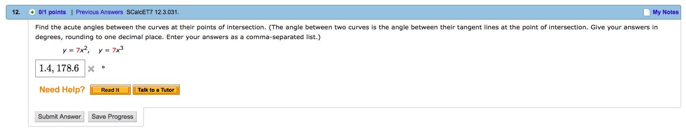 Solved Find the acute angles between the curves at their | Chegg.com