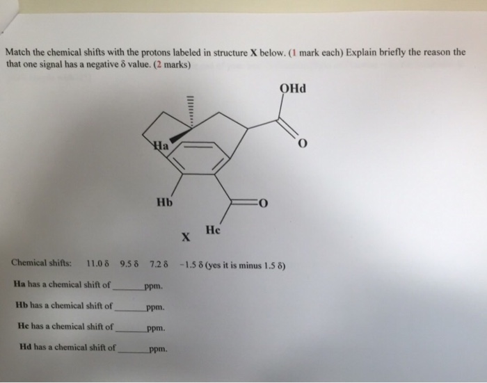 Solved Match the chemical shifts with the protons labeled in | Chegg.com