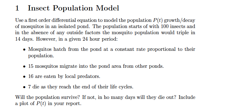 Solved Use a first order differential equation to model the | Chegg.com