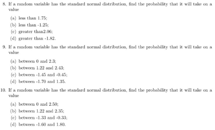 Solved If a random variable has the standard normal | Chegg.com