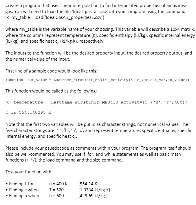 Solved Create a program that uses linear interpolation to | Chegg.com